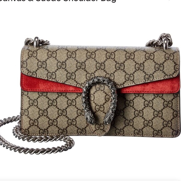 Gucci | Bags | Brand New Gucci Dionysus Small Red Suede And Canvas ...